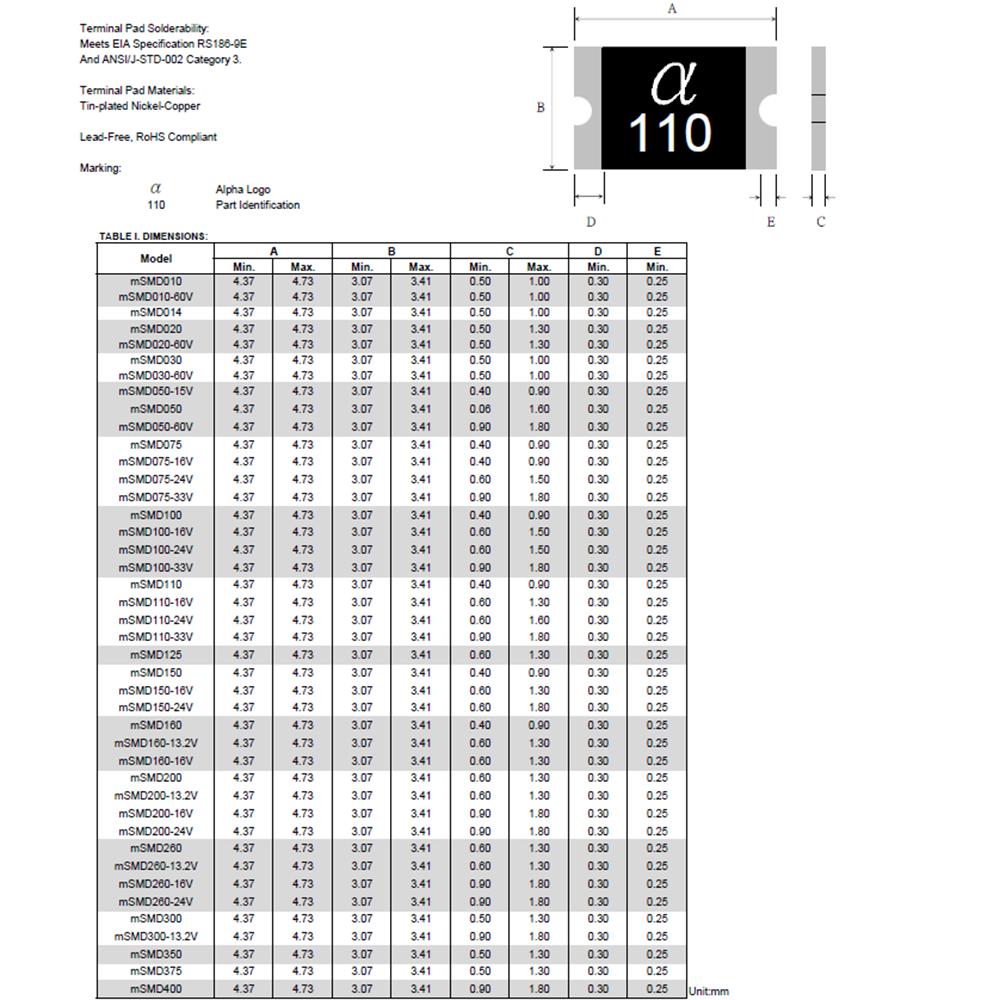 10Pcs Polyswitch SMT SMD PTC Reset Resettable Fuses 1812 0.1A 100mA 30V ...