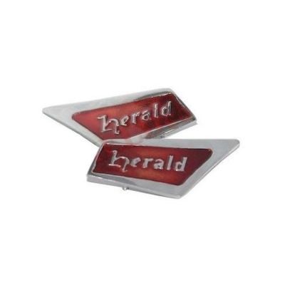 New Vintage Chrome Plated Herald Car Motif Badge Pair Alloy Casting | eBay
