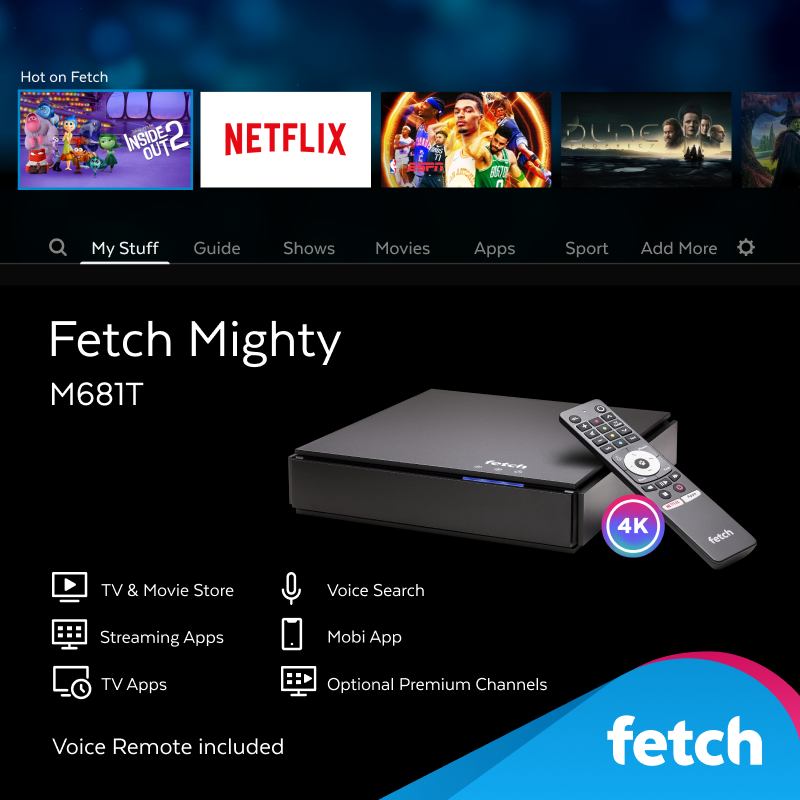 Fetch Mighty PVR (latest model), Set Top Box, Recorder, 4K, HD - M681T ...