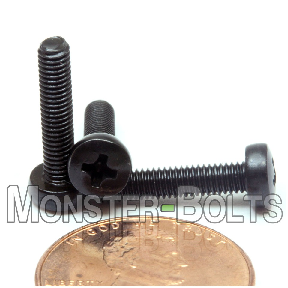 M3 / 3mm Phillips Pan Head Machine Screws, Steel, Black Oxide, DIN ...