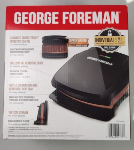 New George Foreman 2 Serving Grill & Panini W/ Copper Infused Non-Stick ...