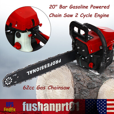 58CC Gas Chainsaw 20" Bar Gasoline Powered Chain Saw 2 Cycle Engine ...