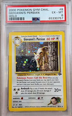 PSA 6 Excellent-Mint 2000 Pokemon Gym Challenge Giovanni's Persian Holo ...