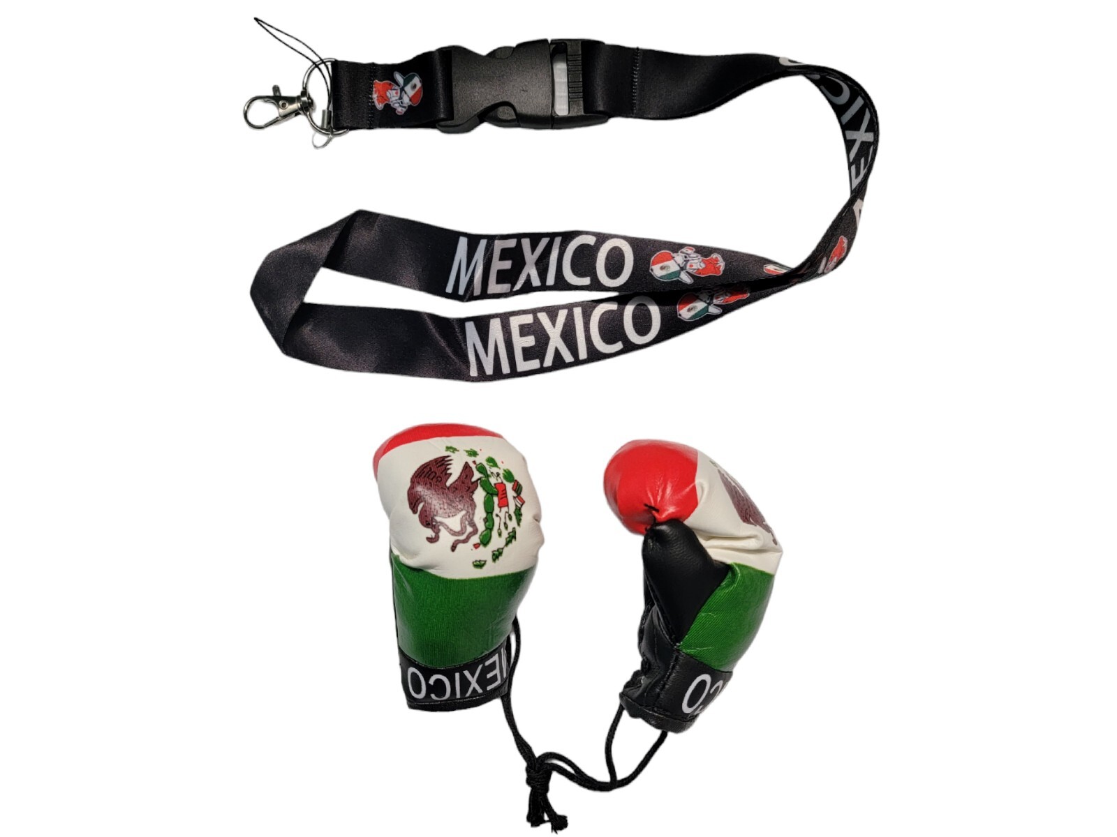 2pcs Mexico Mexican Lanyard Keychain flag Boxing Glovebanner Necklace ...