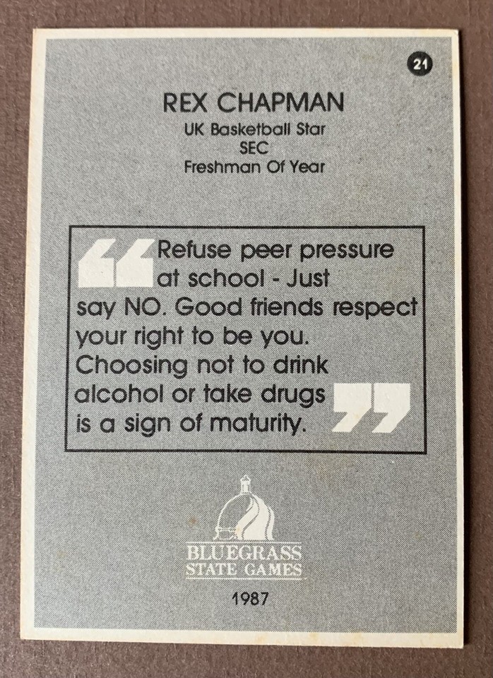 Rex Chapman Kentucky Wildcats Basketball Rookie RC Ashland Oil Premium ...