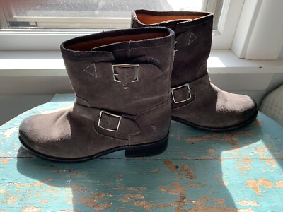 Frye Vicky Women's Size 8B Zip Side Gray Leather Moto Ankle Boots | eBay