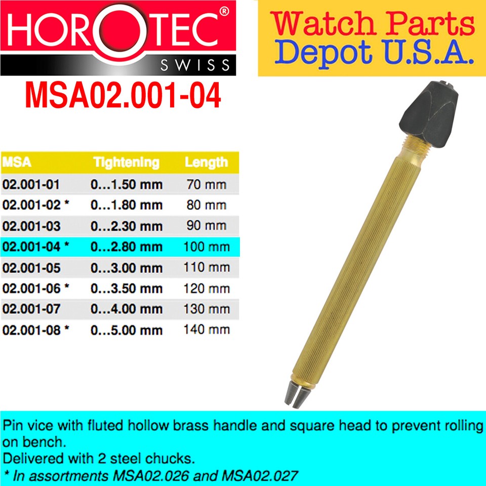 Horotec MSA02.001 Square Head Brass Pin Vise (0-2.80mm) | eBay