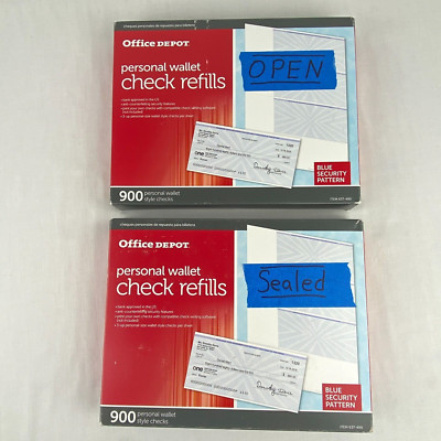 2x Office Depot Personal Wallet Check Refills 900 Item 637-490 LOT 2 ...