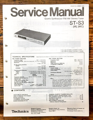 Technics ST-S3 Tuner Service Manual *Original* | eBay