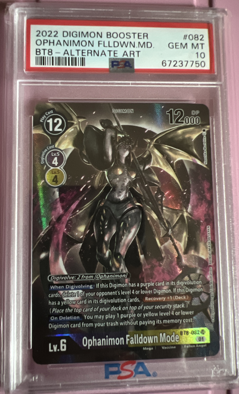 PSA 10 OPHANIMON FALLDOWN MODE ALTERNATE ART 2022 DIGIMON BOOSTER BT8 ...