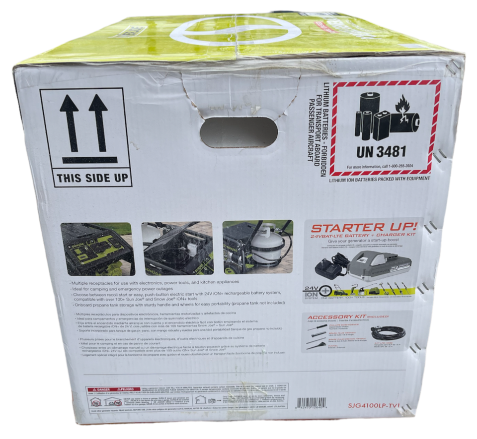 Sun Joe 4100 Watt Portable Propane Generator w/ Electric Start ...