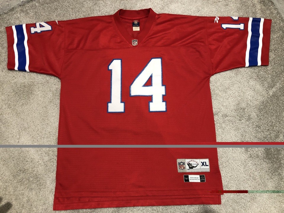 RARE VINTAGE Steve Grogan #14 NEW ENGLAND PATRIOTS Red REEBOK NFL ...