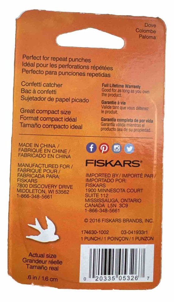 NEW Fiskars Paper Punch Fly Away Dove Punch Scrapbook Crafts | eBay