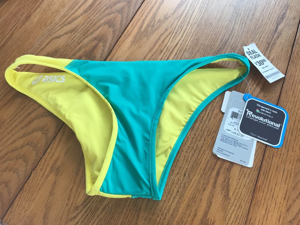 Asics Women's Reversible Kaitlyn Bikini Bottom – Teal/Lemon sz L Ships ...