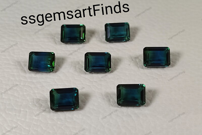 Teal sapphire stone octagon bluish green teal sapphire lab grown ocean ...