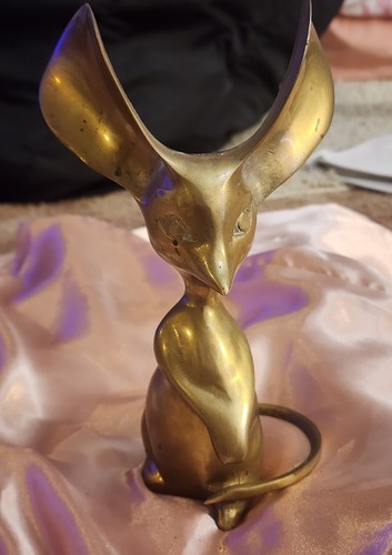 Vintage Big Ear Mouse Paperweight Brass Figurine tall Decor Tail | eBay