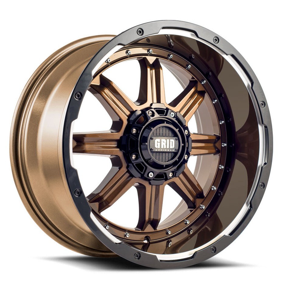 Grid Wheels 20x9 -12 6x135/139.7 106.00 GD10 Gloss Bronze w/ Black Lip ...