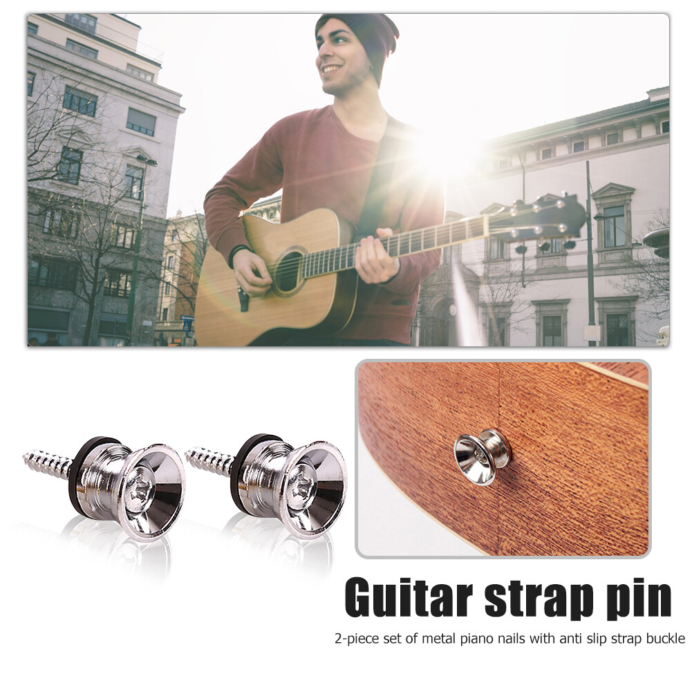 2x Guitar Pegs Anti-slip Strap Buckle Locking Pin for Bass (Silver) | eBay