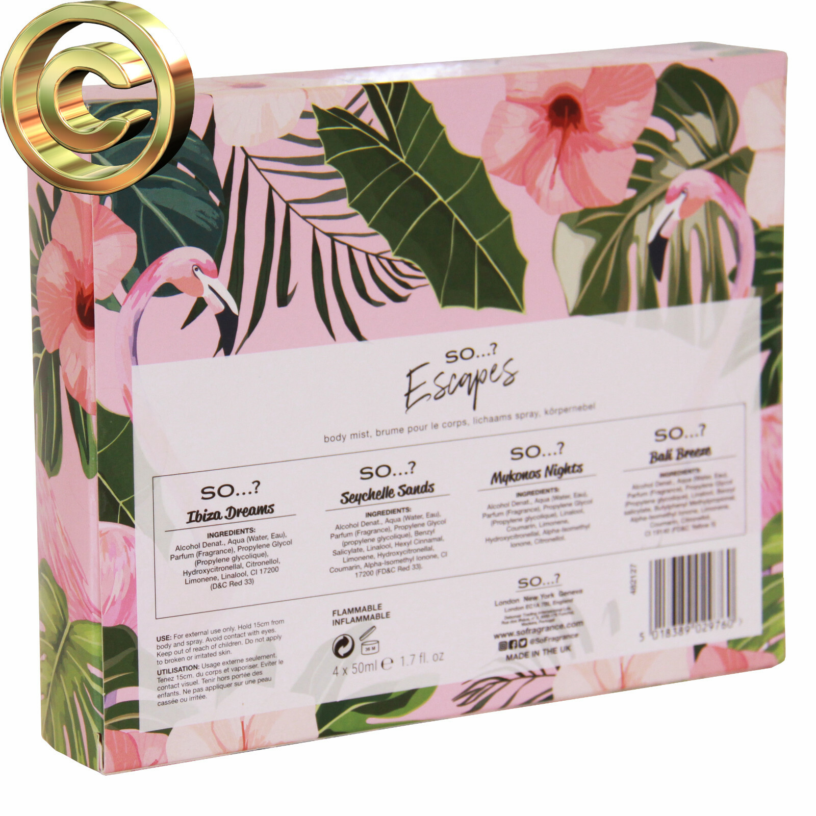 So.? Escapes Women Body Mist 4 Piece Gift Set. 4 x 50ml Womens Body ...