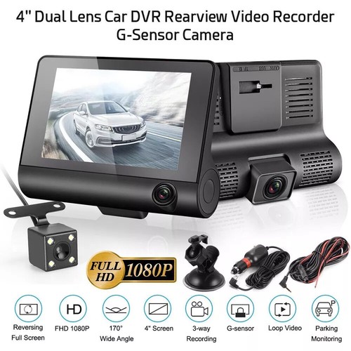 1080P 4"Dual Lens Car Front&Rear DVR Dash Cam Video G-sensor Recorder ...