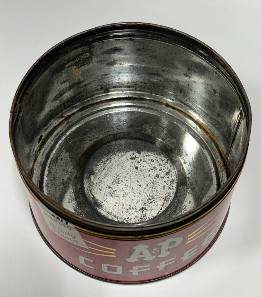 Vintage advertising 1lb A & P coffee can key wind kitchen collectible ...