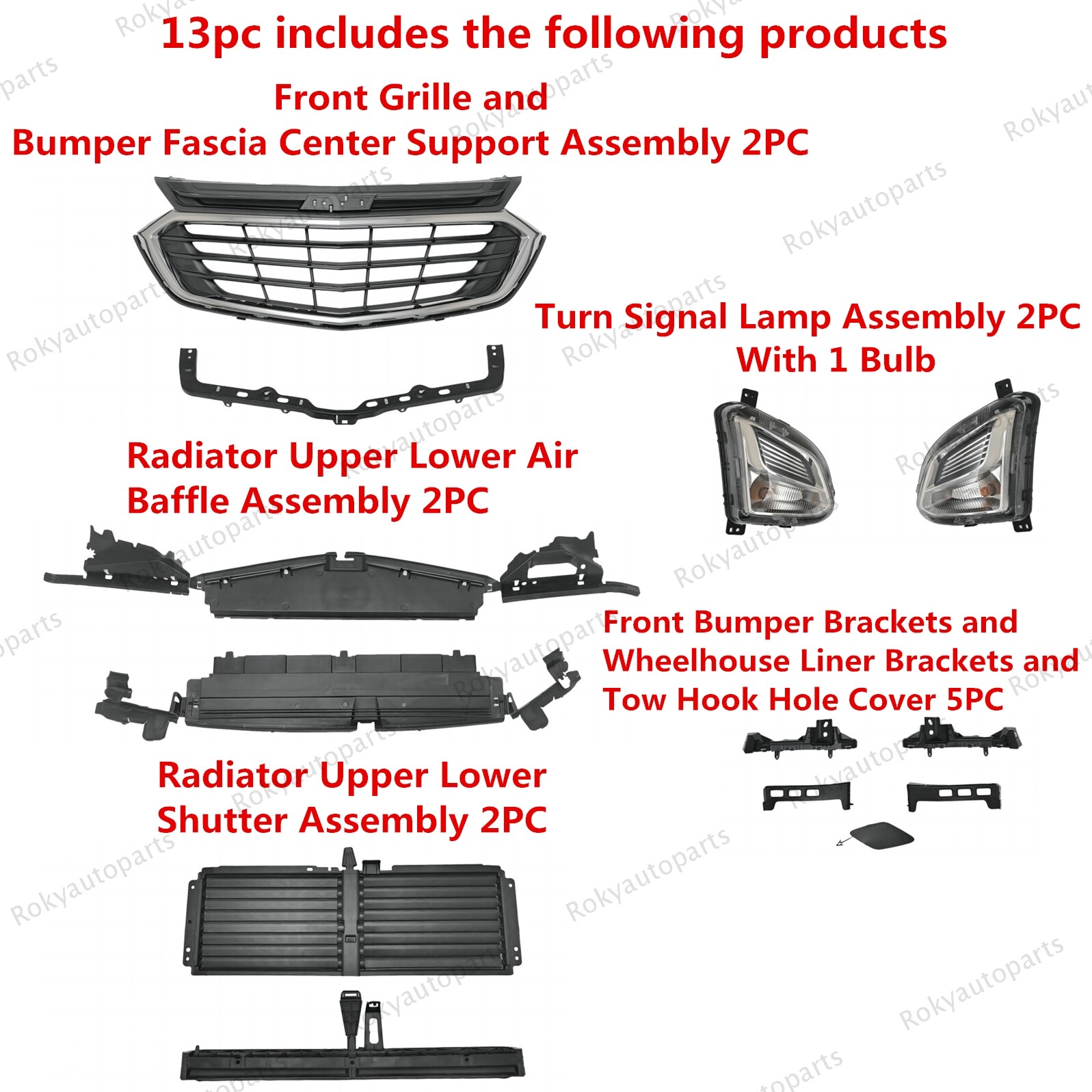 13PC For Equinox 2018-2021 L Grille Mesh Radiator Upper Lower Air ...