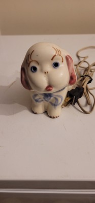 Vintage 1940s Block Ceramic Dog Lamp (Works) | eBay