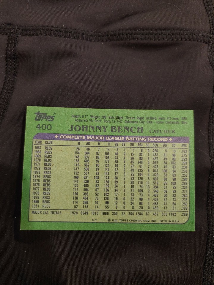 1982 Topps Johnny Bench baseball card Cincinnati Reds #400 NM | eBay