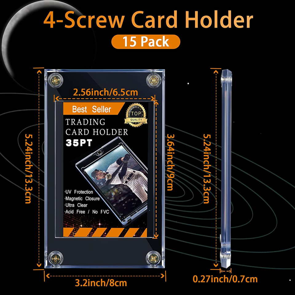 Acrylic Card Holder Screw Trading Card Protector 35 PT Baseball Card ...