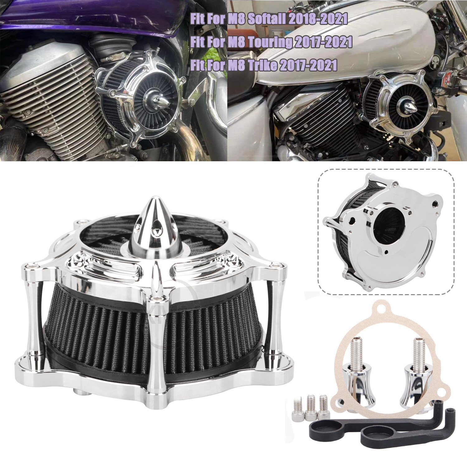 CNC Cut Air Cleaner Intake Filter Kit For Harley Road King Special ...