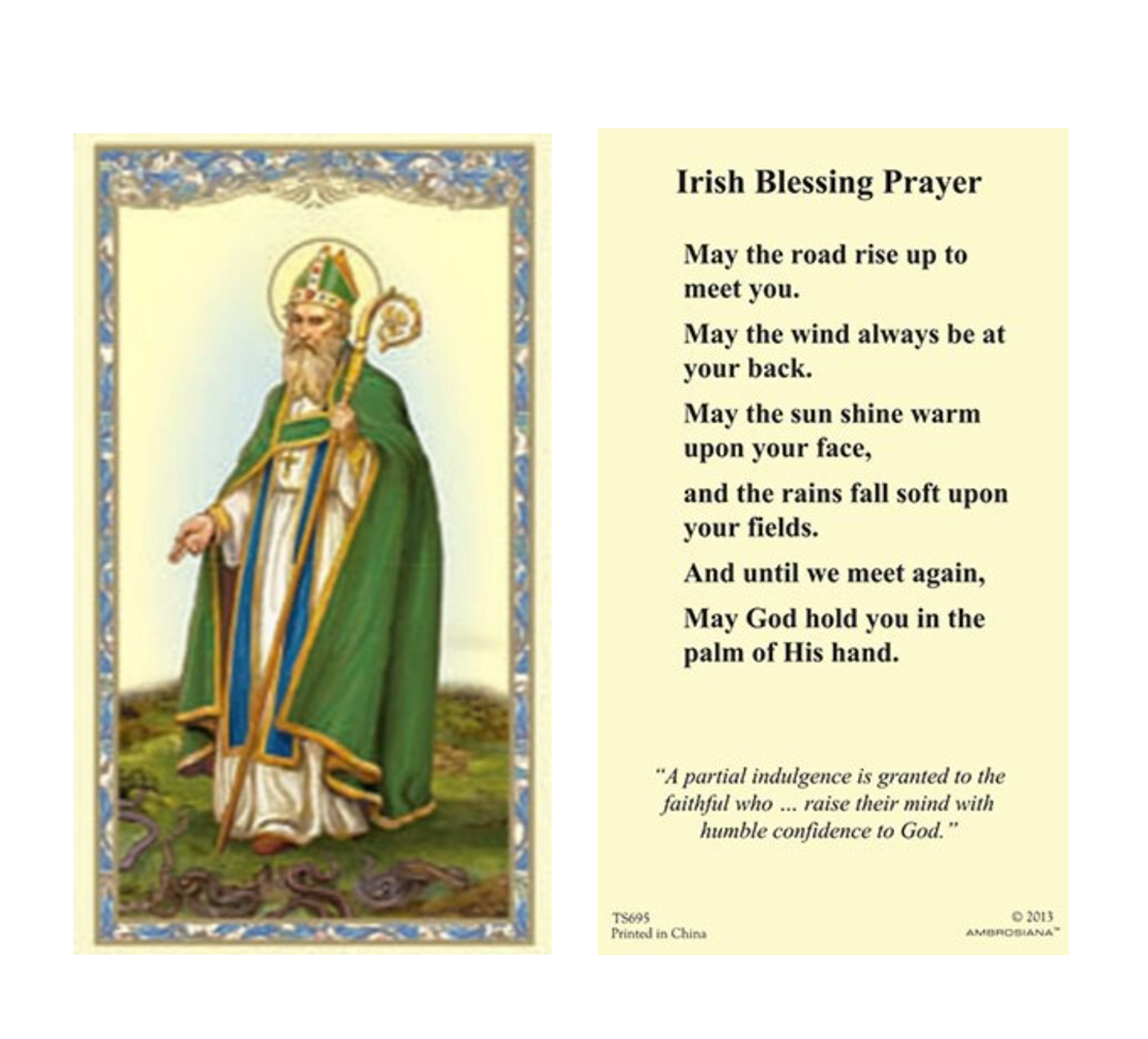 (2 copies) Irish Blessing St Patrick Holy Prayer Card Catholic ...
