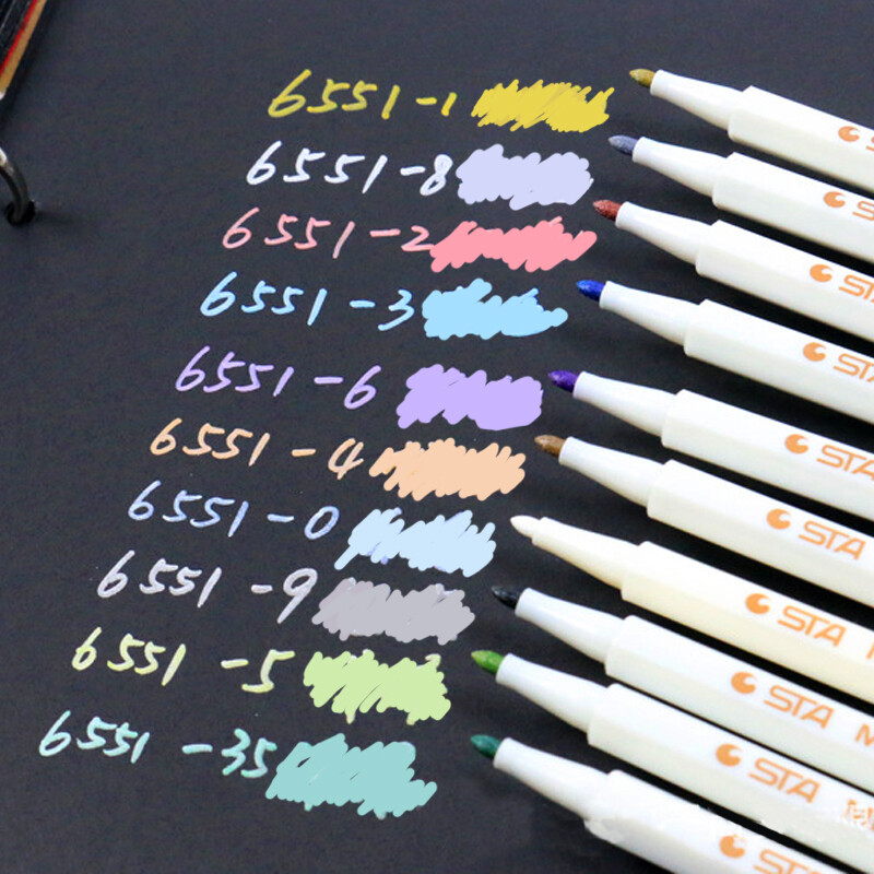 10 Colors Assorted Metallic Paint Markers Pens Sheen Glitter ...
