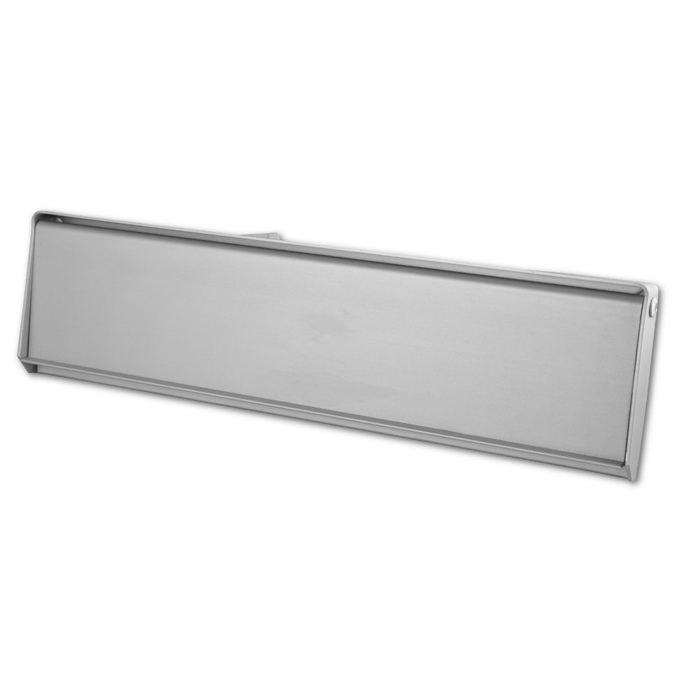 SATIN ALUMINIUM -Front door Internal External letter box postal plate ...