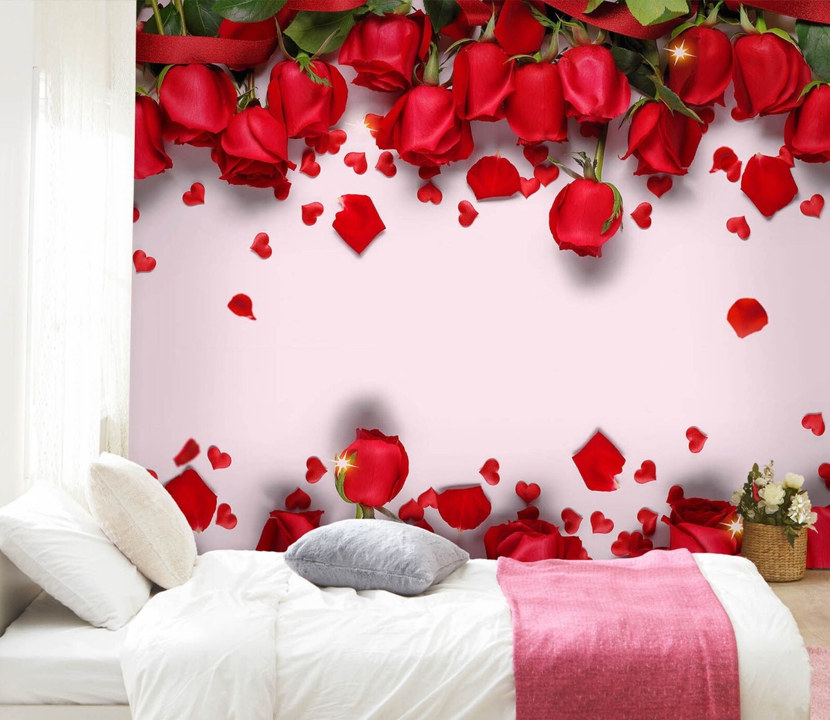 Romantic Bedroom Roses JiazuGo Red Rose New Bedroom Wall