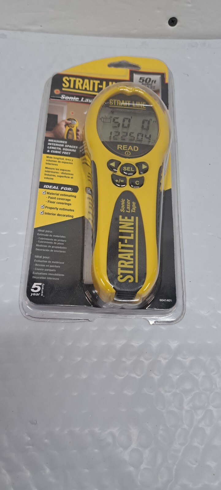 Strait Line Sonic Laser Measure Tape,50 Feet,Press Aim Measure NEW free ...