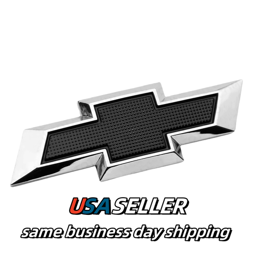 Chrome Black Steering Wheel Bowtie Overlay Chevy Silverado 14-24 Emblem ...