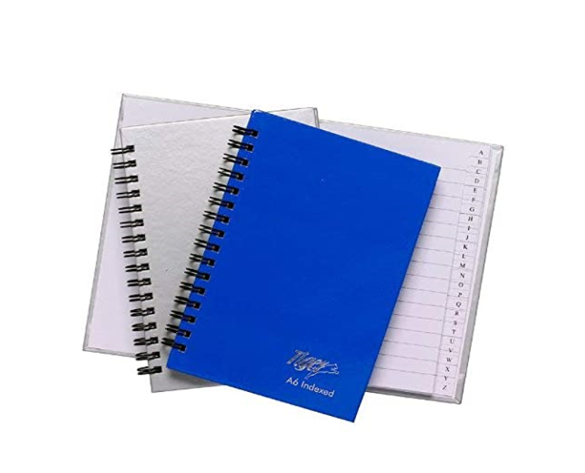 A6 indexed 72 sheets 70gsm blue colour wired A-Z notebook | eBay UK