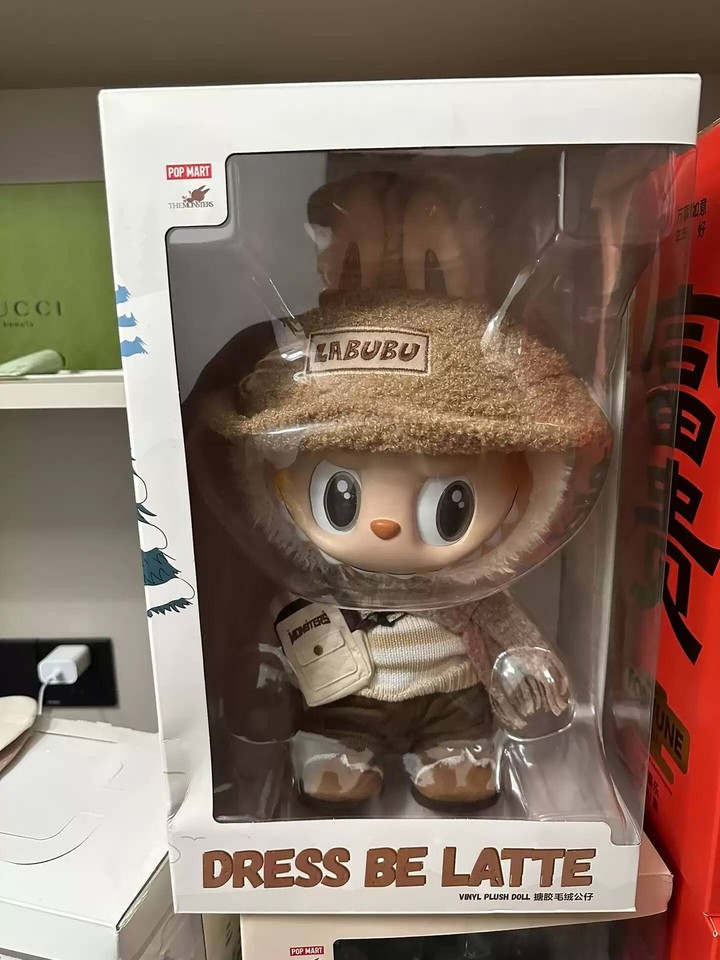 100% Genuine Vinyl LABUBU DRESS BE LATTE Big Plush Doll Coffee Stock ...