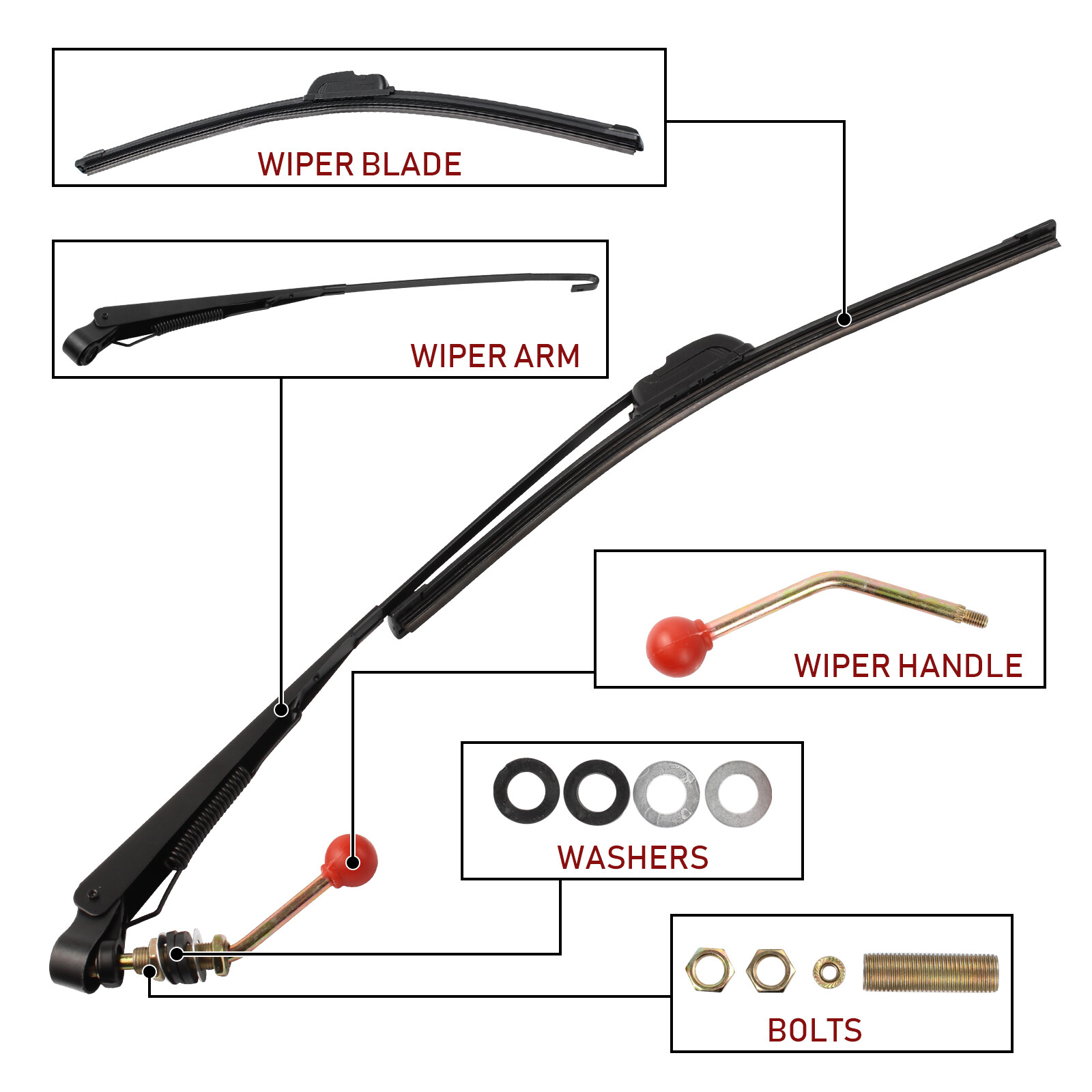 Universal UTV Manual Hand Operated Windshield Wiper Replace for Yamaha ...