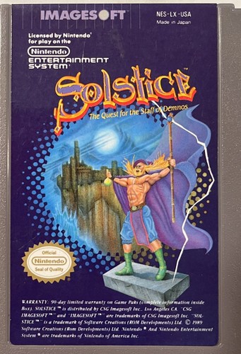 Solstice NES (Nintendo 1985) Video Game Cartridge ~ Authentic Classic ...