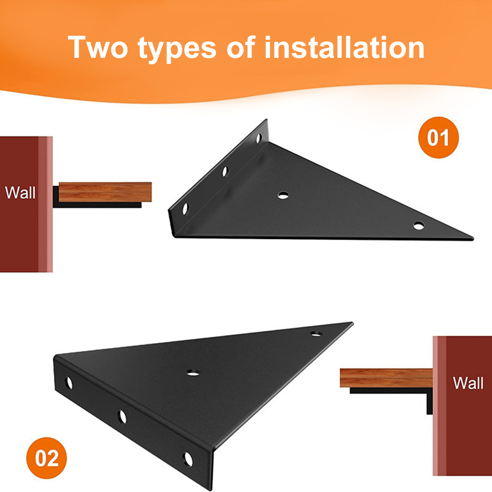 1 Set Shelf Bracket Easy to Install Wide Applications Angle Shelf ...