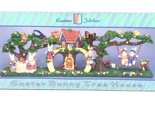 1999 Jaimy Design Easter Jubilee "Easter Bunny Tree House" 21" long NEW ...