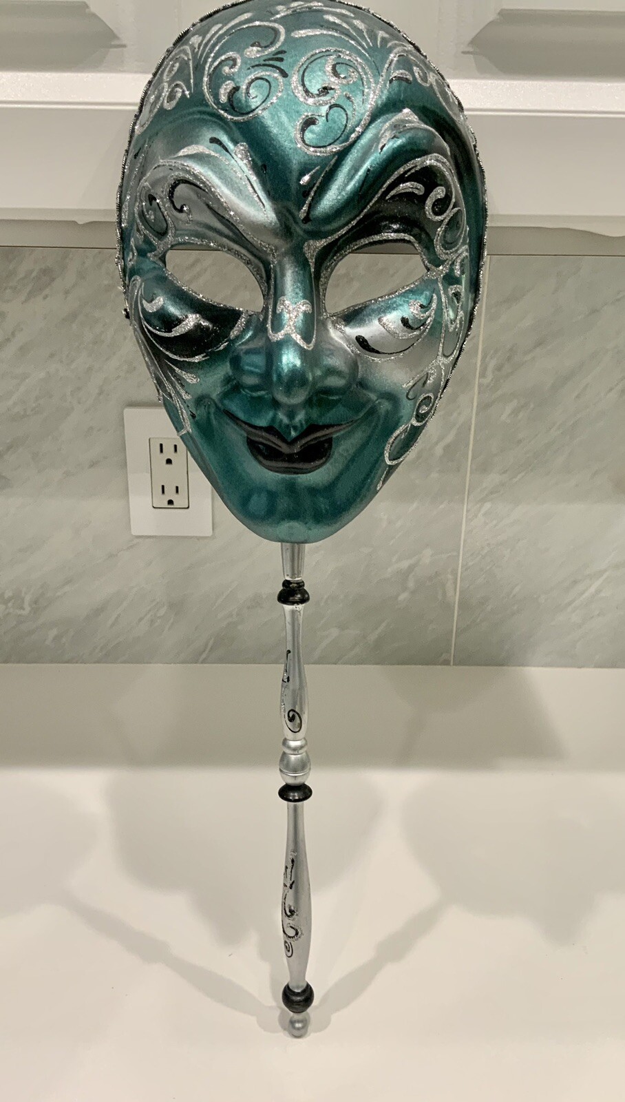 Masquerade Green Mask Hand Painted In Italy - Gem