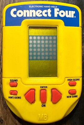 1995 MB “Connect Four” Hand Held Electronic Game Vintage Yellow Version ...
