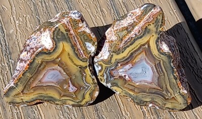 Turkish agate cut polished pair display specimen beautiful colors ...