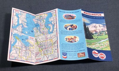 Beautiful 1949 CHEVRON Road Map WASHINGTON 15-Pages Maps Info Charts | eBay
