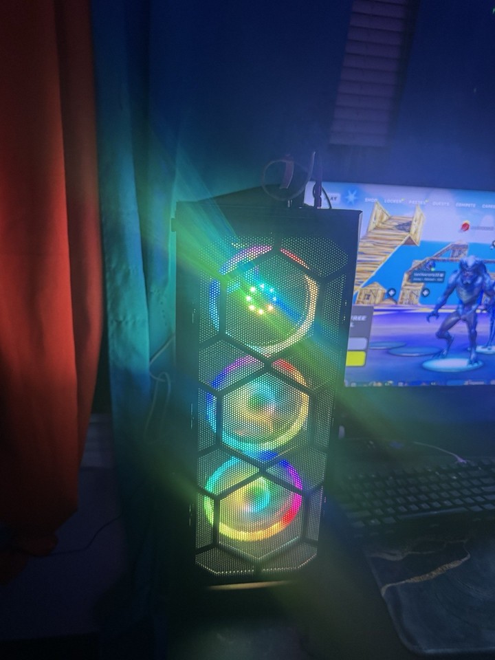 Custom RGB Gaming Desktop PC Tower, Black Glass Side Panel, HDMI USB | eBay