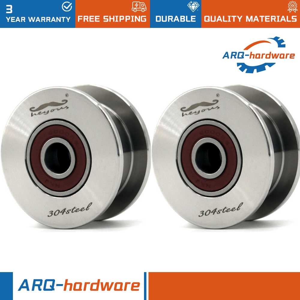 2X H-Pulley Wheel Alloy Flat Belt Steel Flat Belt Pulley Small Roller ...