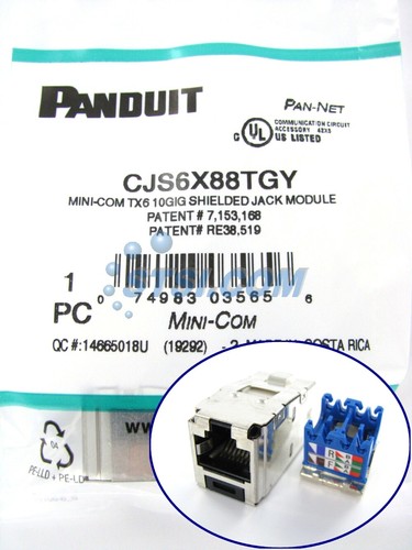 Panduit Mini-com Tx6 10 Gig Shielded Jack Module CJS6X88TGY for sale ...