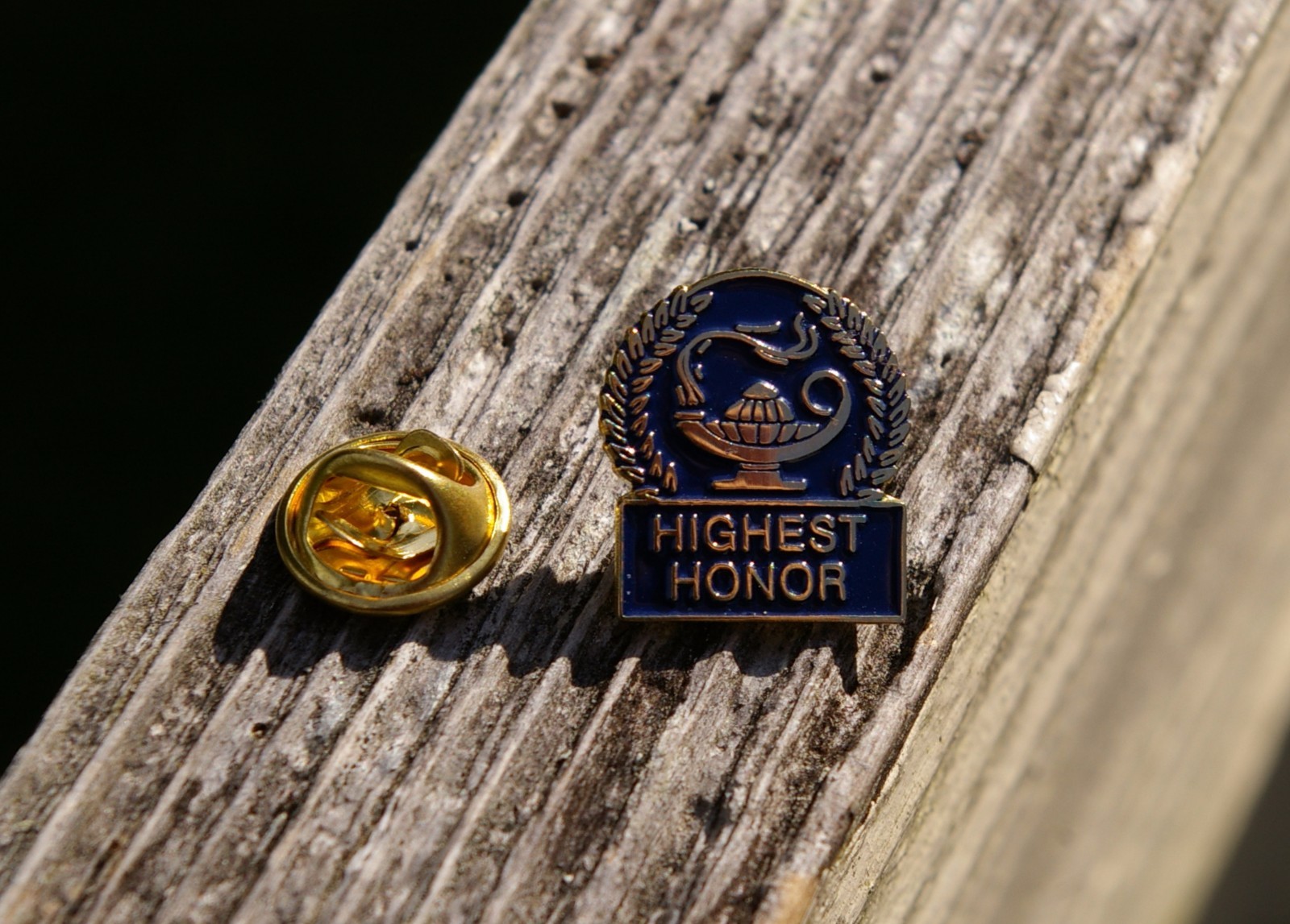 Lamp of Knowledge Highest Honor Gold Tone Metal & Blue Enamel Lapel Pin ...